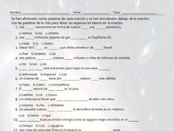 Space and Astronomy Missing Words Spanish Worksheet | Teaching Resources
