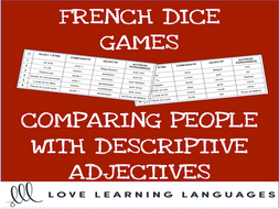 French Comparative with Adjectives Dice Games - Jeux de Dés | Teaching ...