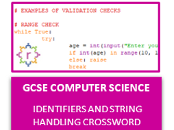 GCSE Computer Science - Identifiers and String Handling Crossword ...
