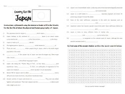 Country Fact File Worksheet - Japan | Teaching Resources