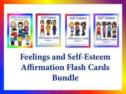 Self-Esteem Affirmation and Feelings Flash Cards Bundle | Teaching ...