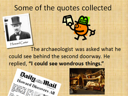 Howard Carter Quotes in a Newspaper Lesson by oldham30 | Teaching Resources