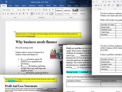 GCSE/BTEC Break Even Analysis, Balance Sheets, Profit And Loss Accounts ...