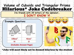 Volume of Cuboids and Triangular Prisms Codebreaker | Teaching Resources