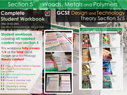 GCSE DT Theory - Section 5/5 - Workbook - Woods, Metals and Polymers ...