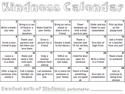 Kindness Calendar PSHCE | Teaching Resources