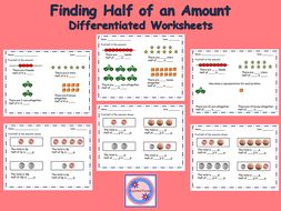 Find half of an amount - Differentiated Worksheets | Teaching Resources
