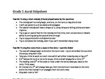 ABRSM Grades 1-5 Aural help sheets | Teaching Resources
