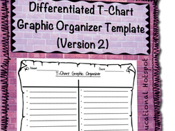 Differentiated T Chart Graphic Organizer Template (Horizontal Version ...