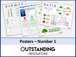 Maths Posters - BIDMAS, Prime Factor Trees, Ratio, Negatives Numbers (4 ...