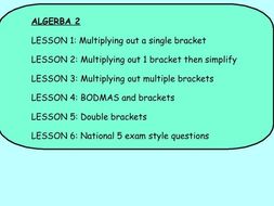 ALGEBRA 2: EXPANDING BRACKETS (includes 6 lessons) | Teaching Resources