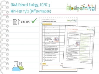 SNAB Biology Topic 3 - 16x Mini-tests | Teaching Resources