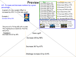 Percentage increase and decrease using multipliers | Teaching Resources