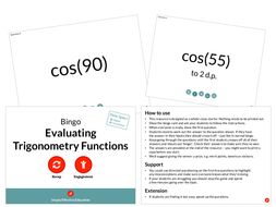 Evaluating Trigonometry Functions (Bingo) | Teaching Resources