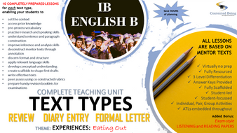 IB ENGLISH B TEXT TYPE TEACHING UNIT: DIARY ENTRY by ContentedBeing ...