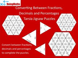 Converting between fractions, decimals and percentages match-up jigsaw ...