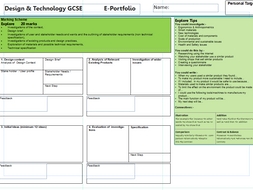 Design and Technology NEA OCR GCSE student portfolio organiser with ...