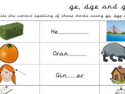 Spelling words using dge, ge and g | Teaching Resources