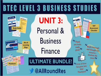 BTEC Level 3 Business: Unit 3 - Personal & Business Finance ALL THE ...