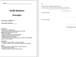 Averages Exam Questions (GCSE Statistics) | Teaching Resources