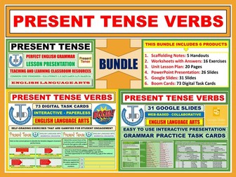 PRESENT TENSE VERBS: 31 GOOGLE SLIDES | Teaching Resources