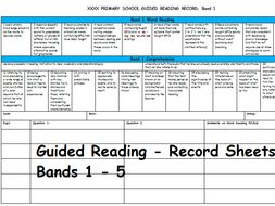 Guided Reading Records - Band 1 -5 | Teaching Resources