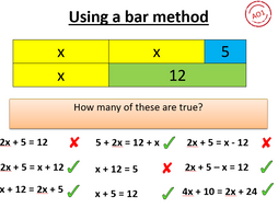 Solving equations with unknowns on both sides using bar model (Mastery ...