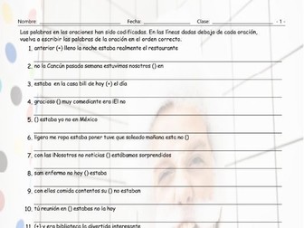 Past Simple with Verbs Estar and Ser Spanish 4 Worksheet-2 Game-1 Exam ...