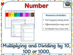 Multiplying and Dividing by 10, 100 and 1000 (Answers & Place value ...