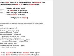 German worksheet: nominative/accusative/dative cases | Teaching Resources
