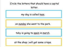 KS1 Activities for applying capital letters | Teaching Resources