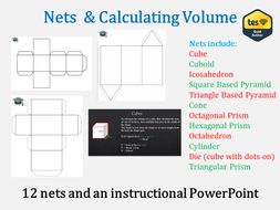 12 Nets of 3D Shapes & Step-by-step how to calculate volume PowerPoint ...