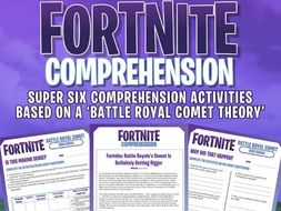 FORTNITE - SUPER SIX COMPREHENSION ACTIVITY WORKSHEETS - The Battle ...
