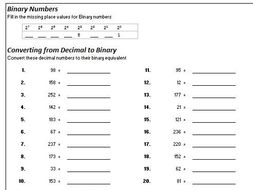 Binary conversions Workbook with Answers | Teaching Resources