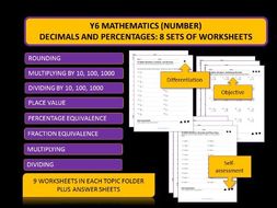 Y6 Mathematics: 8 Sets of Differentiated Worksheets on Decimals ...