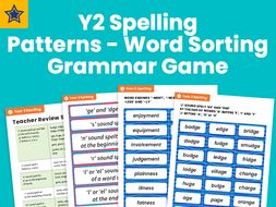 Year 2 Spelling Patterns - Word Sorting Grammar Game | Teaching Resources