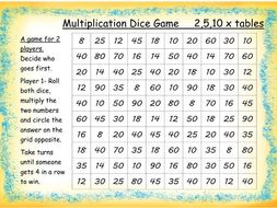2,5,10 times tables board game 4 in a row | Teaching Resources
