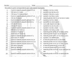Telling Time Sentence Match Spanish Worksheet | Teaching Resources