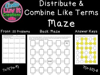 Distribute & Combine Like Terms Bundle | Teaching Resources