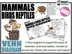 Mammals, Birds and Reptiles Venn Diagram | Teaching Resources