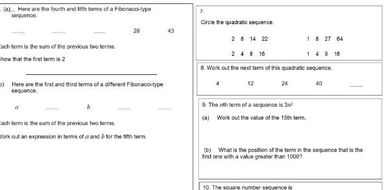 GCSE sequences exam style questions | Teaching Resources