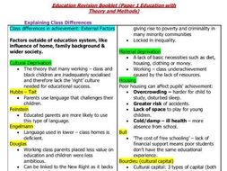 AQA A level Sociology Education Revision Booklet | Teaching Resources
