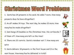 Christmas Maths Word Problems addition and subtraction Differentiated ...