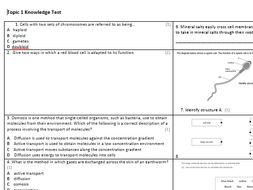 Edexcel Combined Science Biology Knowledge Assessments | Teaching Resources
