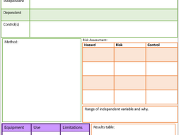 Practical Planning sheet | Teaching Resources