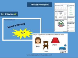 Phonics Powerpoint & Worksheet - air sound | Teaching Resources