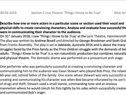 GCSE Exemplar Full Marks Level 9 AQA Drama Essay Live Theatre - One ...