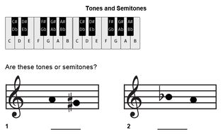 Identifying semitones and tones - worksheet | Teaching Resources