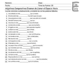 Comparative Adjectives Spanish 4 Worksheet-2 Game-1 Exam Bundle ...