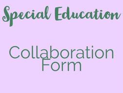 Special Education Collaboration Form | Teaching Resources